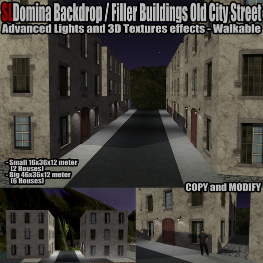 Second Life Marketplace - FILLER BUILDING - SLDomina Old City Street Photo 3D Backdrop - Filler ...